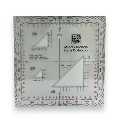 Military Triangle Protractor and Coordinate Grid Reader