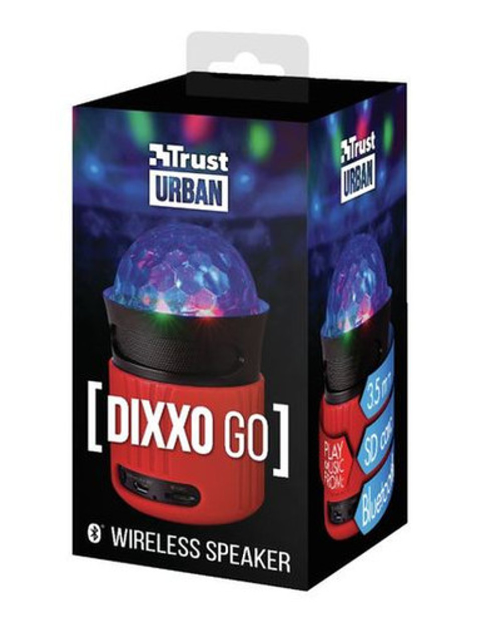 Trust Urban Dixxo Go Bluetooth Wireless Speaker with LED Party Lights - Red - Morgan Computers