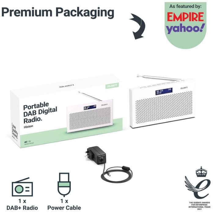 Majority Histon II DAB / DAB+ FM Portable/Travel Radio Alarm Clock ...