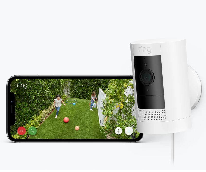 Ring Outdoor Full HD Security Camera - Plug-In Stick Up Cam - White