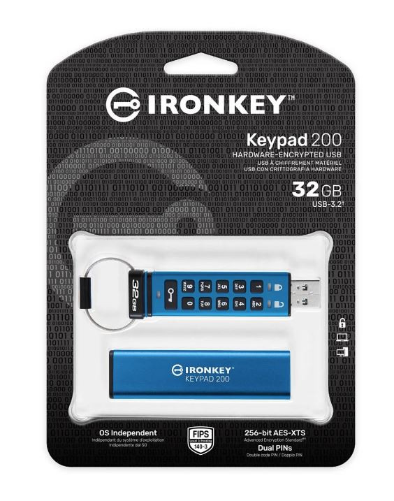 Kingston IronKey Keypad 200 32GB USB Encrypted Pen Drive