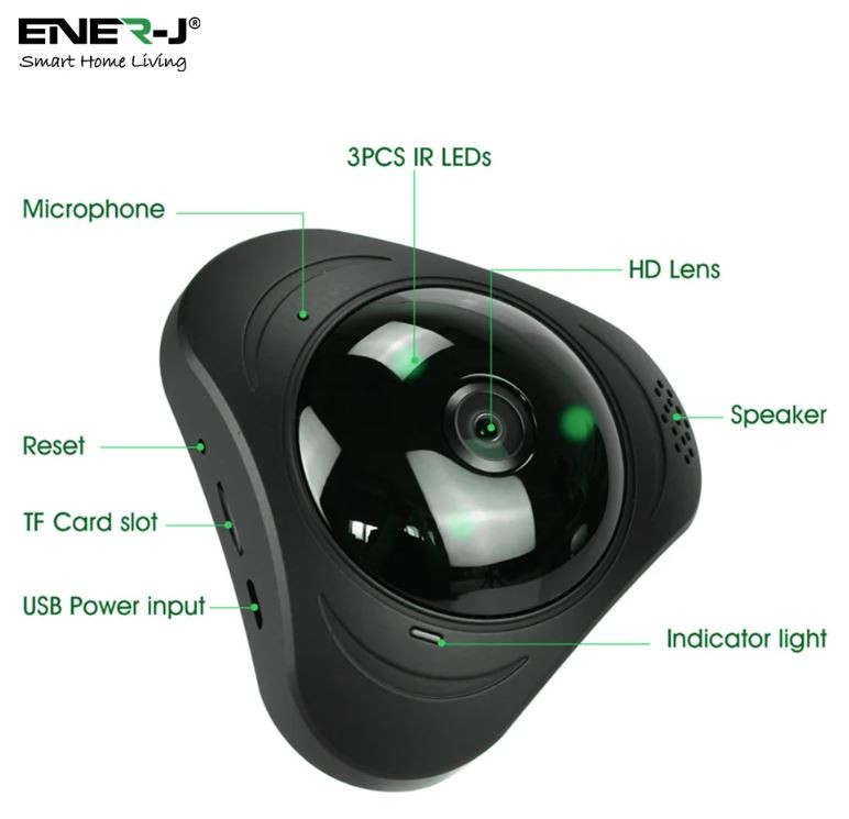 ENER-J Smart Panoramic VR IP 360° HD Home Security Camera
