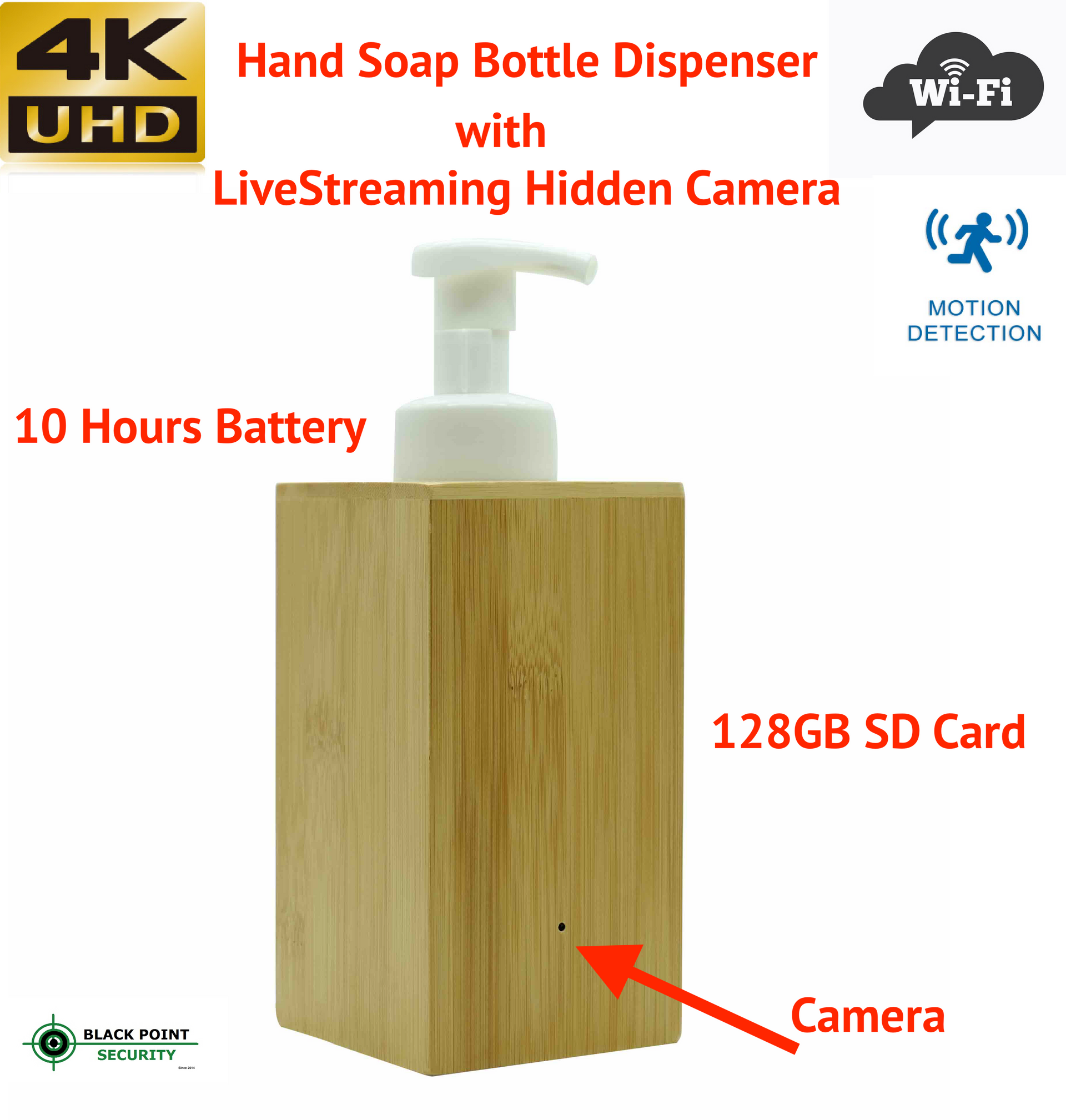 Hand Soap Bottle Bathroom Hidden WIFI 4K Camera DVR with Audio