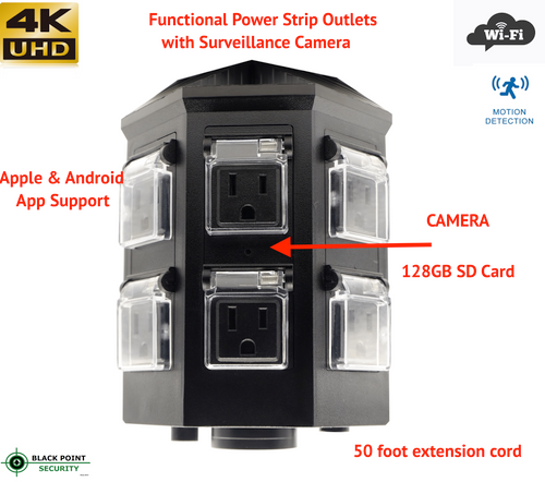 Hidden Outdoor Waterproof WIFI 4K Camera in Power Strip Outlet