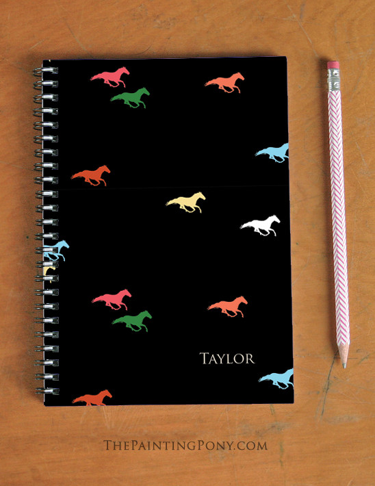Personalized Race Horse Pattern Spiral Notebook - The Painting Pony