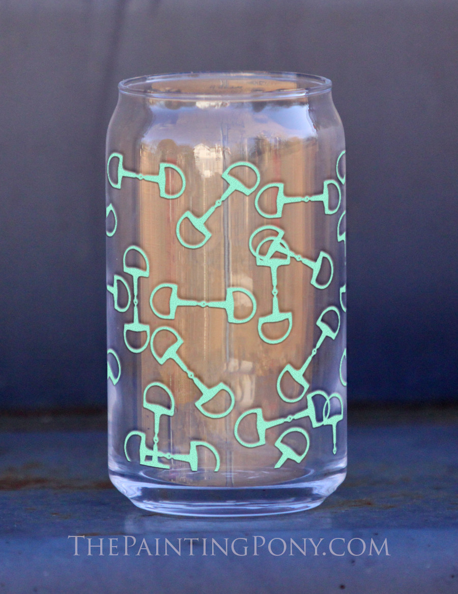 Country Floral Pattern Equestrian Soda Can Glass - The Painting Pony