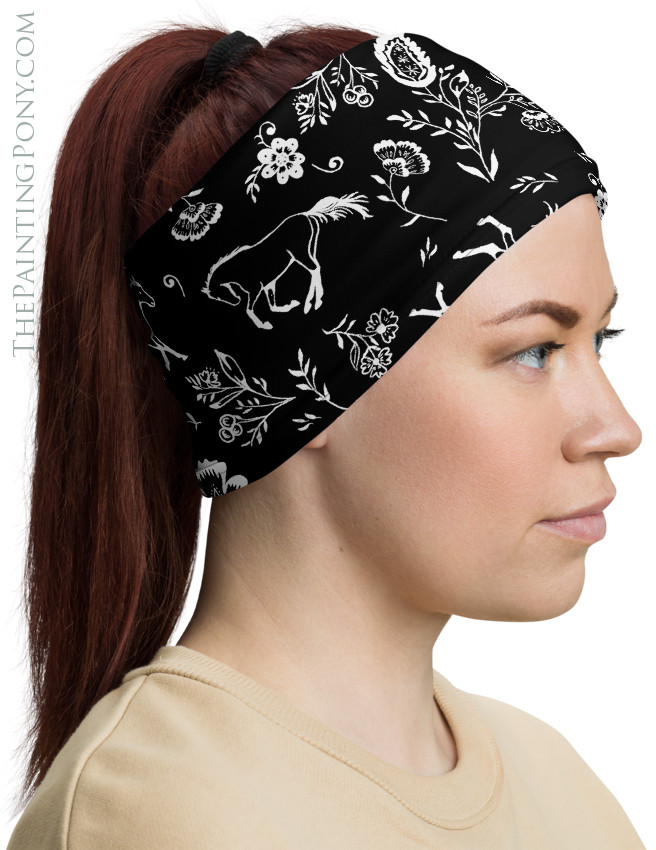 Country Floral Horse Lover Pattern Neck Gaiter (More Colors Available ...