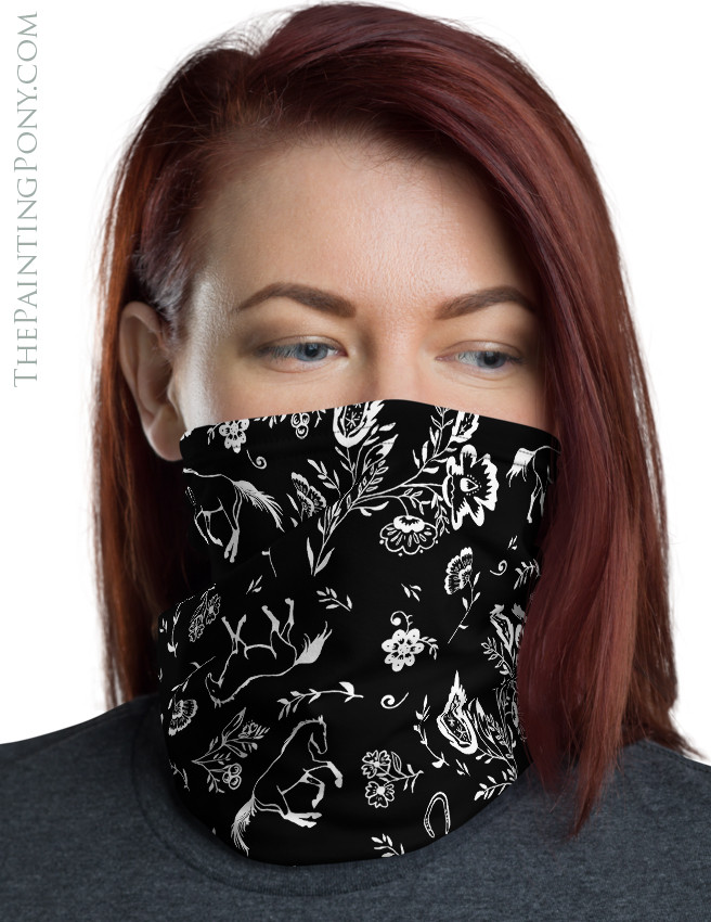 Country Floral Horse Lover Pattern Neck Gaiter (More Colors Available ...