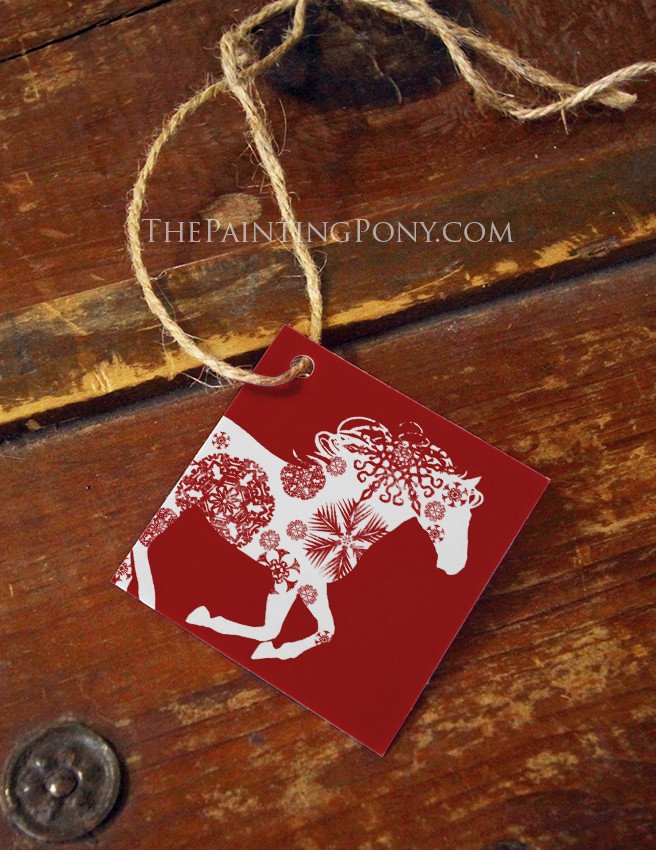 Snowflake Horse Christmas Square Gift Tags (10 count) - The Painting Pony
