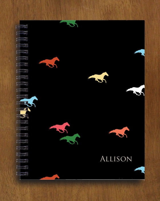 Personalized Race Horse Pattern Spiral Notebook - The Painting Pony