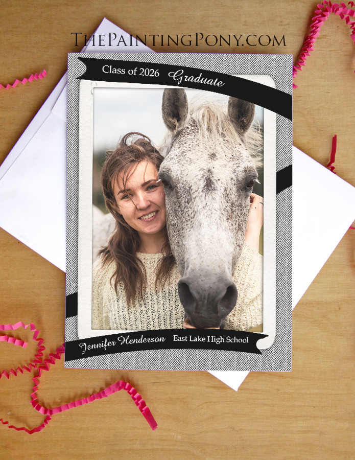 Herringbone Pattern Photo Graduation Annoucement Cards (10 pk) - The ...