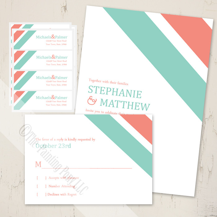 Modern Corner Stripes Wedding Invitation (10 pk) - The Painting Pony