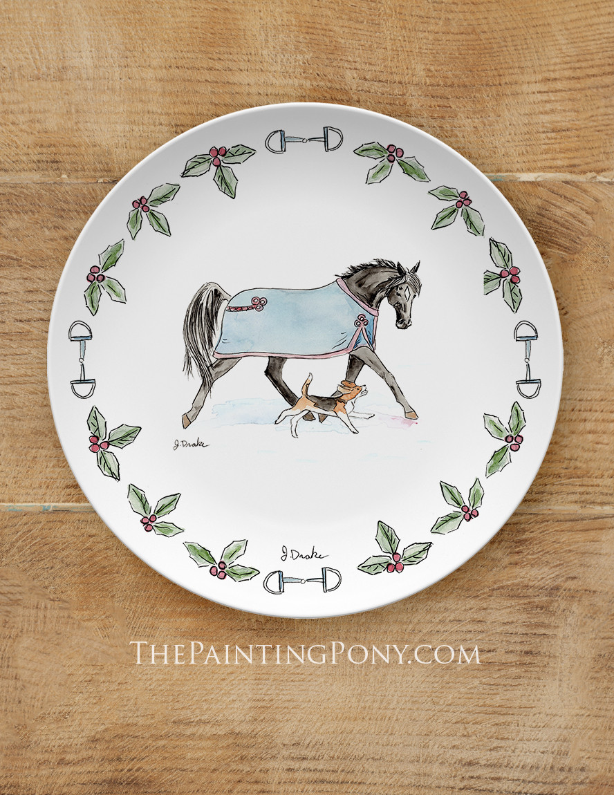 Winter Fun Horse and Dog Art Equestrian 10" Dinner Plate - The Painting ...