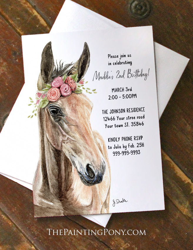 Colorful Galloping Horses Equestrian Birthday Party Invitation (10 pk ...