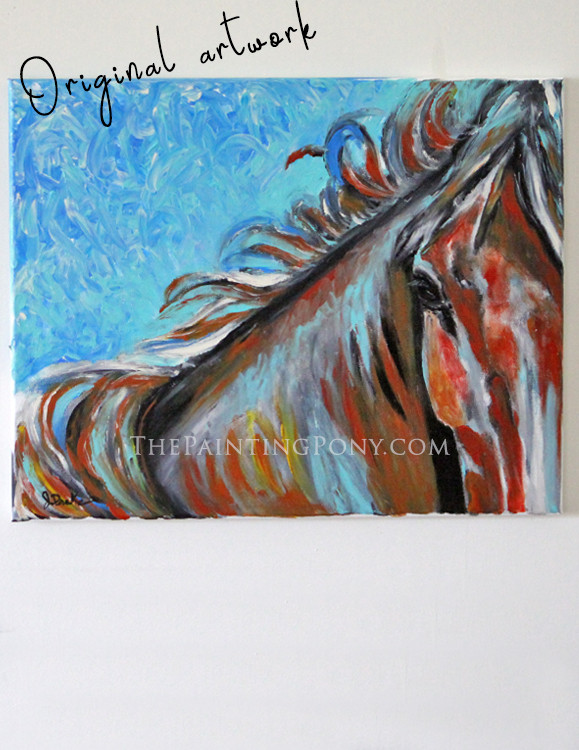 Red Pony - Original Arcylic on Canvas Abstract Equestrian Painting ...
