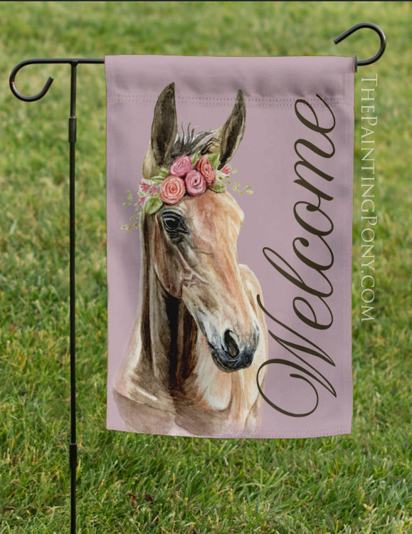 Horse Jumps Art Equestrian Garden Flag - The Painting Pony