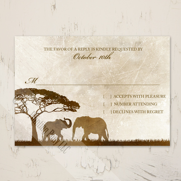 African Elephants Wedding Invitation (10 pk) - The Painting Pony