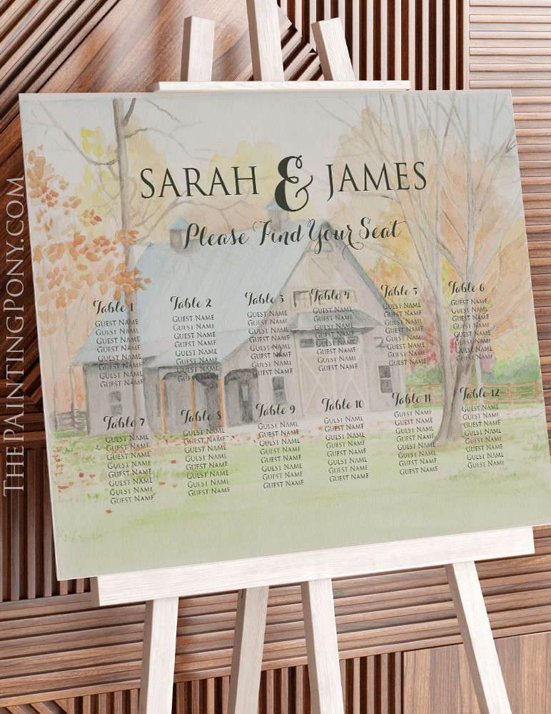 Fall Barn Wedding Seating Chart - The Painting Pony