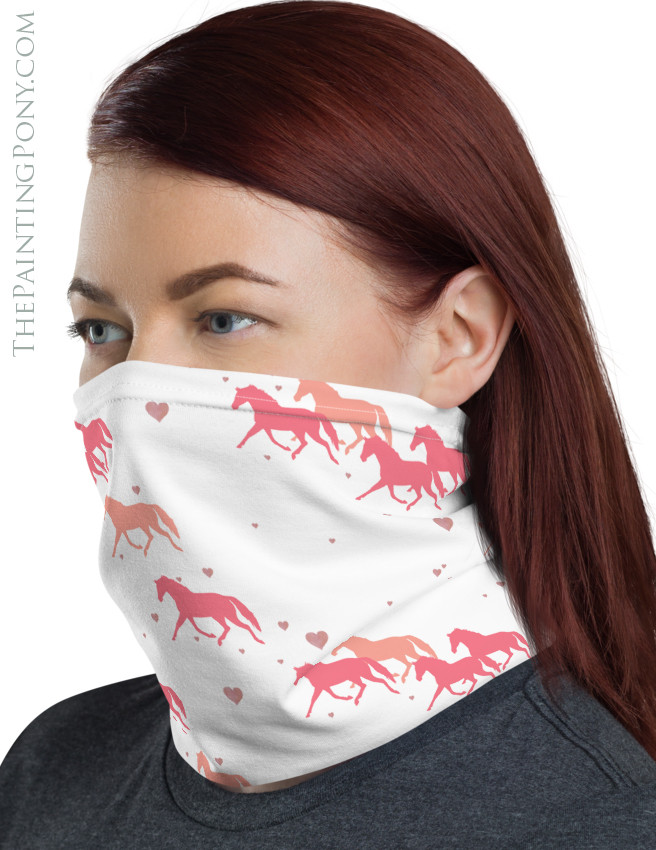 Hearts and Horses Pattern Neck Gaiter - The Painting Pony