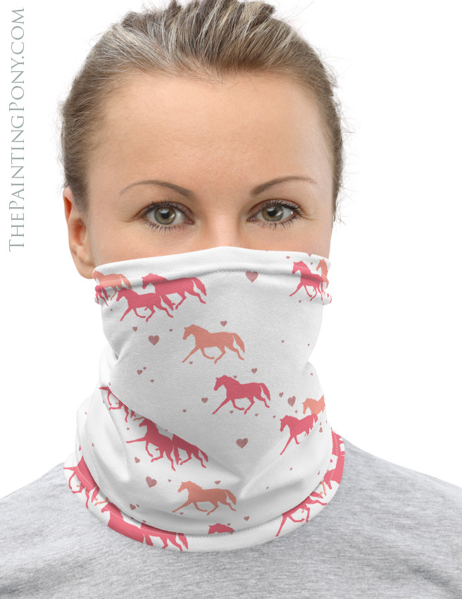 Hearts and Horses Pattern Neck Gaiter - The Painting Pony