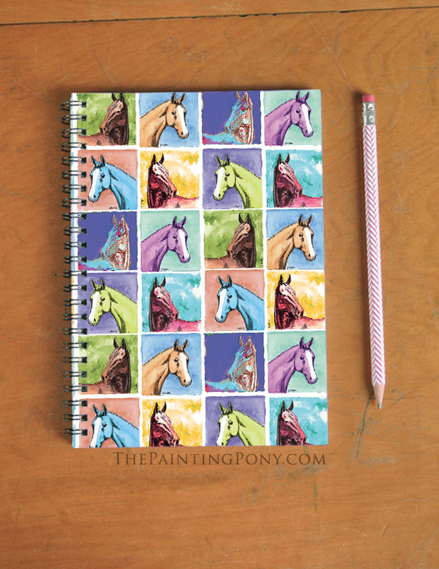 Horse Sketches Pattern Equestrian Spiral Notebook - The Painting Pony