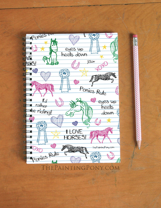Blue Floral Horse Lover Equestrian Spiral Notebook - The Painting Pony