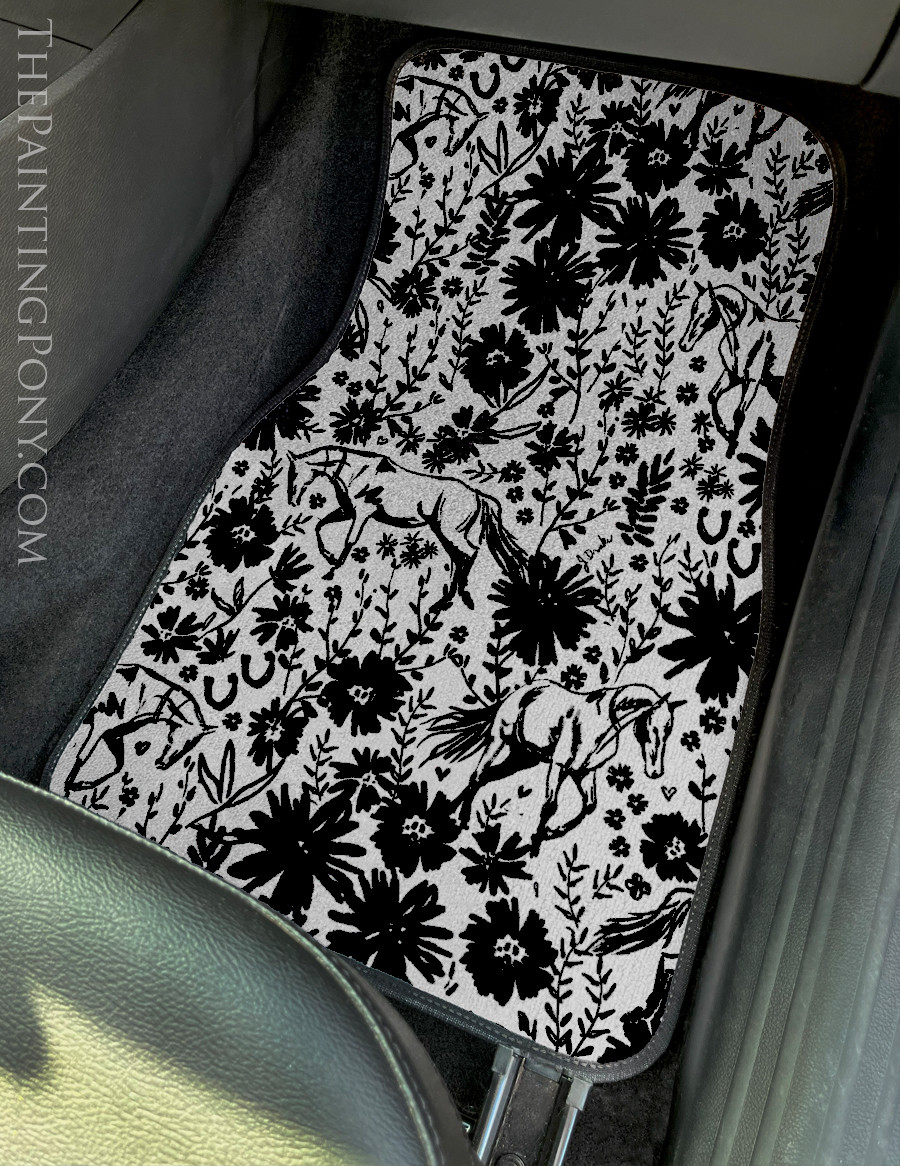 Horse Herd Pattern Equestrian Car Floor Mats - The Painting Pony