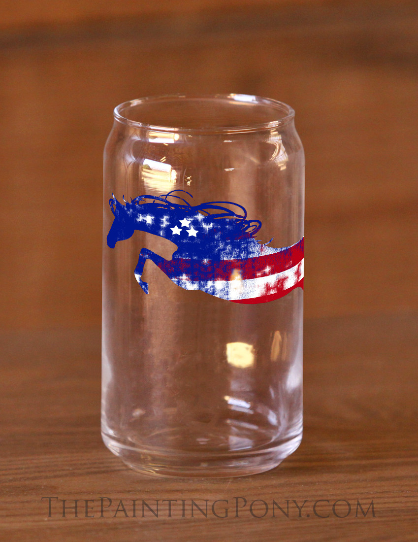 Horse Show Ribbons Equestrian Soda Can Glass - The Painting Pony