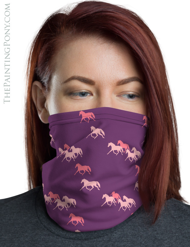 Trotting Horse Plaid Pattern Equestrian Neck Gaiter - The Painting Pony
