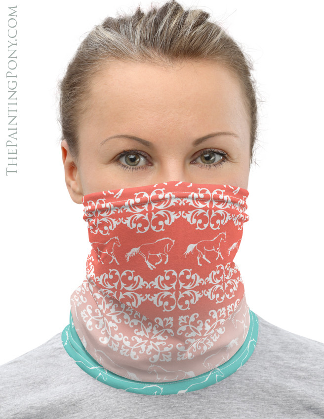Country Floral Horse Lover Pattern Neck Gaiter (More Colors Available ...
