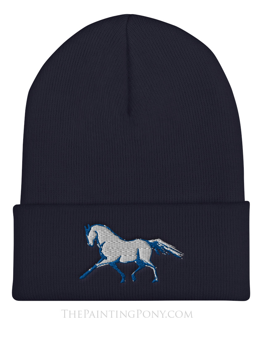 Dressage Horse Equestrian Embroidered Beanie Hat - The Painting Pony