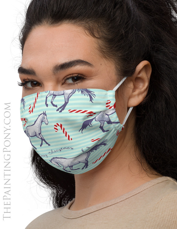 Candy Canes and Ponies Christmas Face Mask Coverlet - The Painting Pony