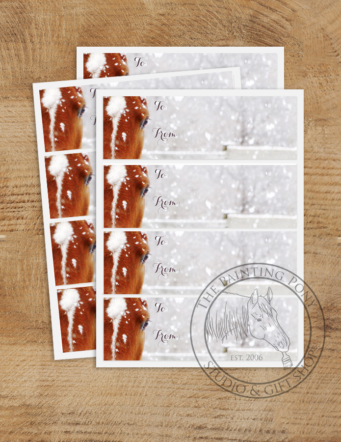 Winter Horse Christmas Gift Tag Labels - The Painting Pony