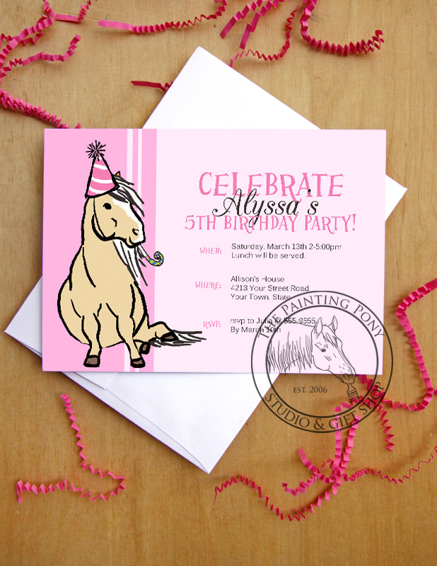 Pink Palomino Pony Birthday Party Invitation (10 pk) - The Painting Pony
