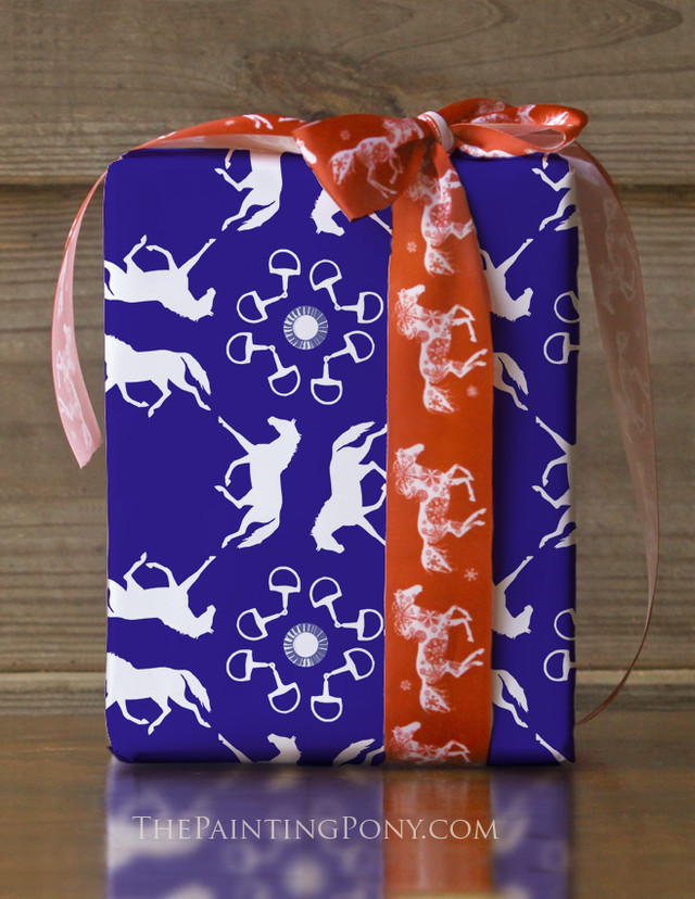 English Horse Pattern Equestrian Gift Wrapping Paper - The Painting Pony