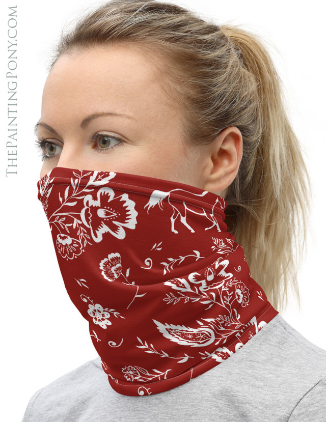Country Floral Horse Lover Pattern Neck Gaiter (More Colors Available ...