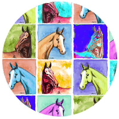 Shop by Design - Equestrian Style Patterns - Colorful Horse Heads ...