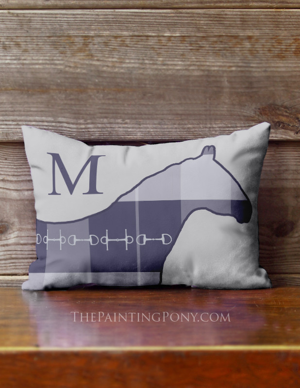 Red and Blue Damask Horse Bits Accent Pillow - The Painting Pony