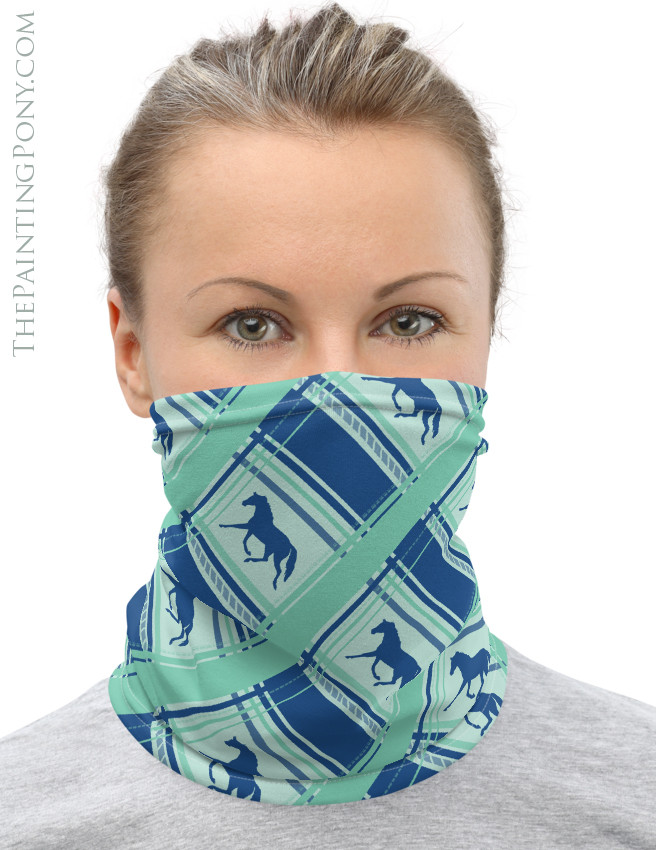 Trotting Horse Plaid Pattern Equestrian Neck Gaiter - The Painting Pony