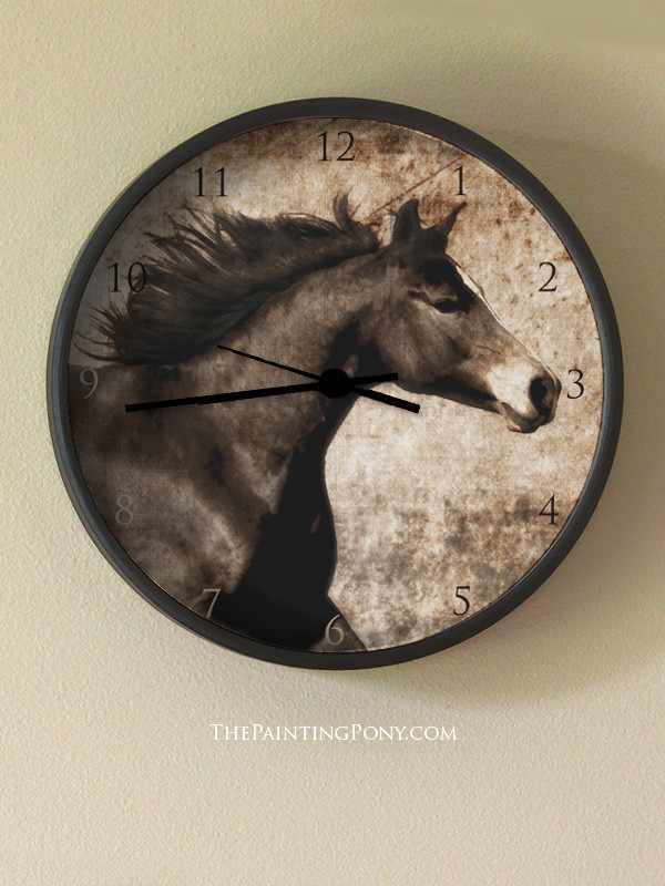 Rustic Horse Head Wall Clock - The Painting Pony