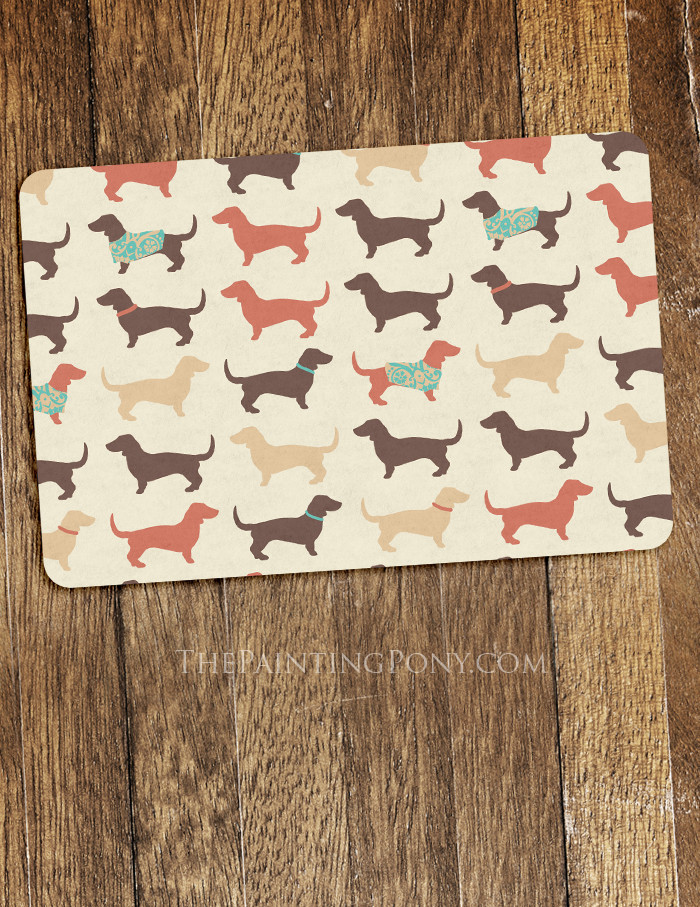 Fun Dachshund Dog Pattern Pet Food Mat - The Painting Pony