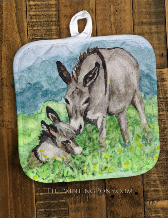 Donkey Mom and Foal Pot Holder - The Painting Pony