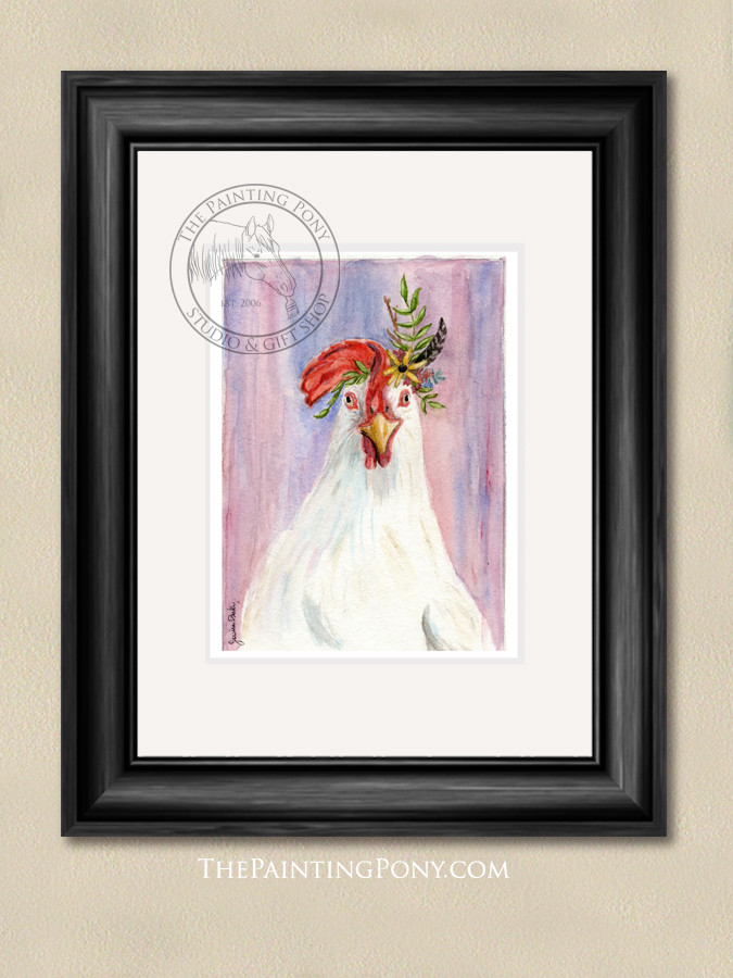 Bohemian Chicken Watercolor Art Print - The Painting Pony