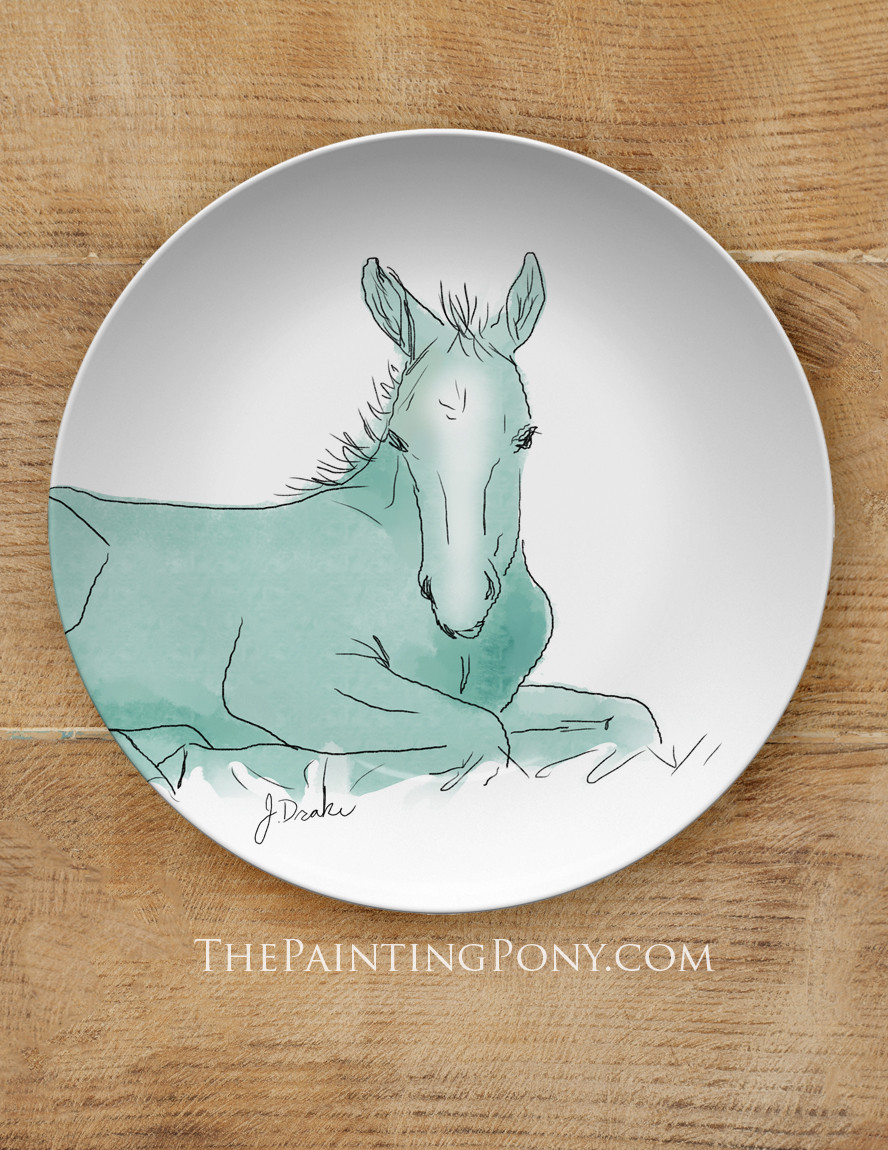 Rose Horse Heads Equestrian 10" Dinner Plate - The Painting Pony