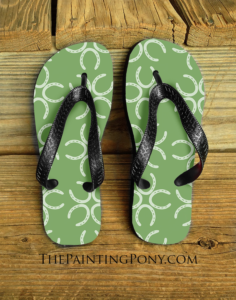 Fun Horse Pattern Flip Flops - The Painting Pony