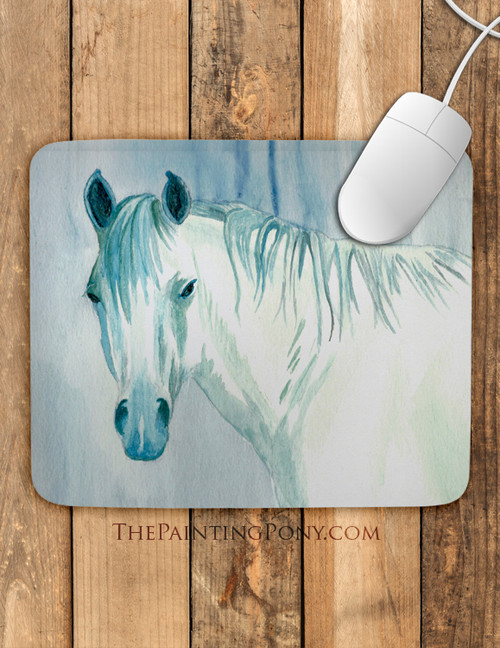 Blue Mare Watercolor Horse Art Mousepad - The Painting Pony