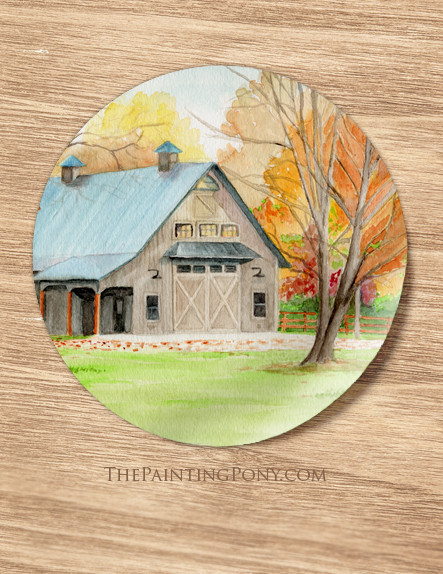 Fall Horse Barn Watercolor Wedding Favor Stickers (12 count) - The ...