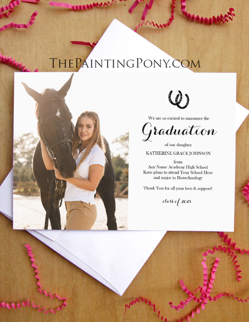 Horse Shoes Photo Graduation Announcement Cards (10 pk) - The Painting Pony