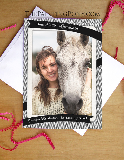 Herringbone Pattern Photo Graduation Annoucement Cards (10 pk) - The ...