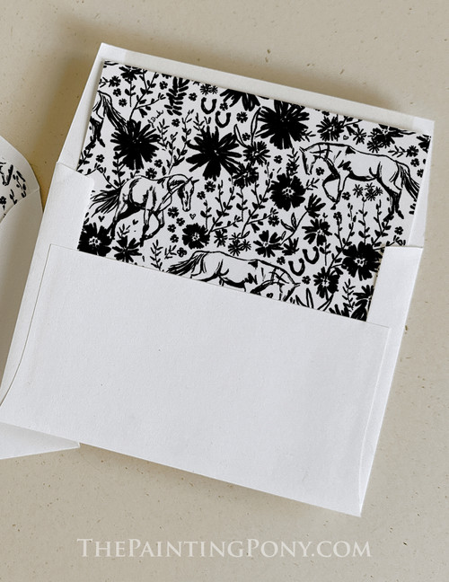 Wildflowers and Horses Equestrian Wedding Custom Envelope Liners (10 pk ...